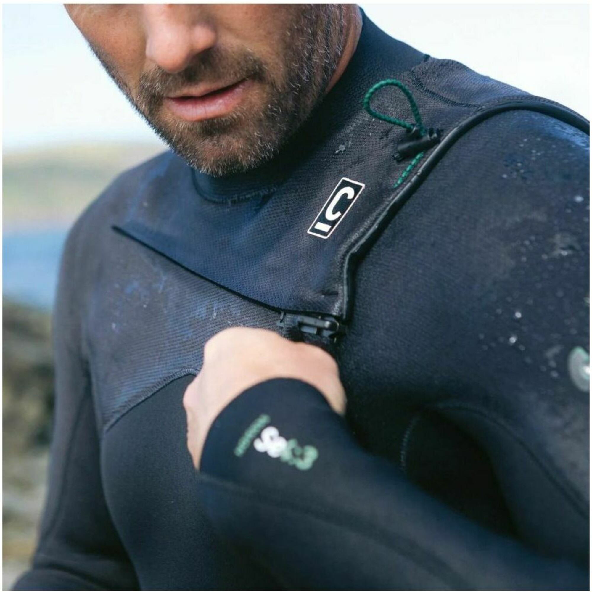 2024 C-Skins Mens Session 4/3mm Chest Zip Wetsuit C-SE43MCZ - Anthracite / Meteor | Wetsuit Outlet